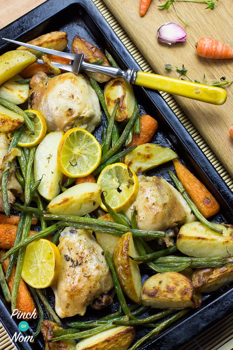 Syn Free Lemon And Garlic Chicken Tray Bake Slimming World Pinch Of Nom